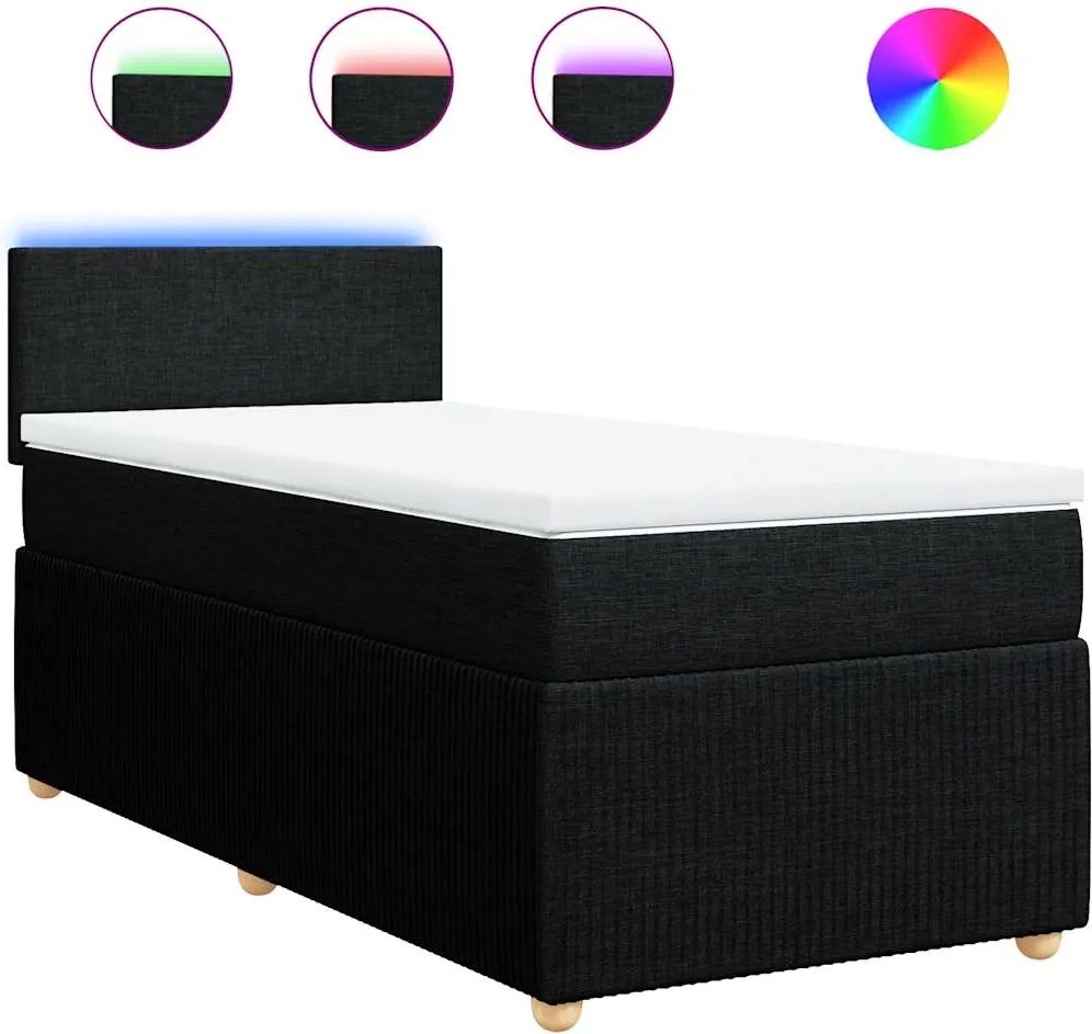 Box spring postel s matrací černá 90x200 cm textil 3289634
