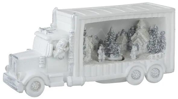 Bílý svítící vánoční kamion -  31*10*14cm