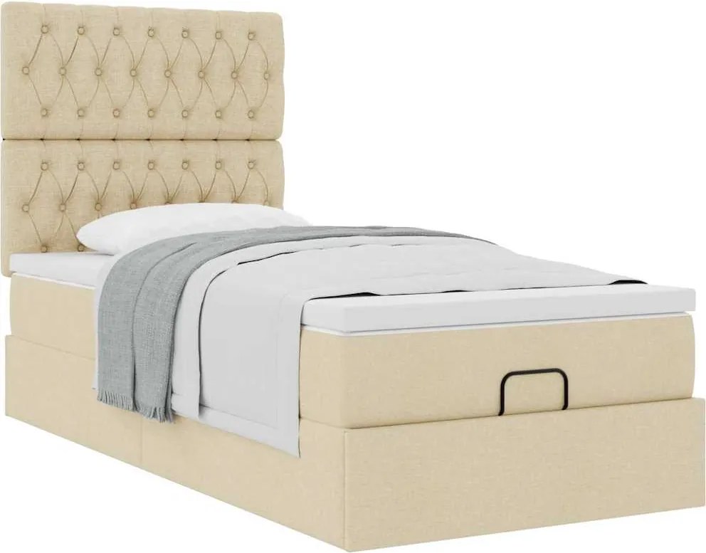 Osmanský rám postele s matrací krémově 80x200cm textil 3313200