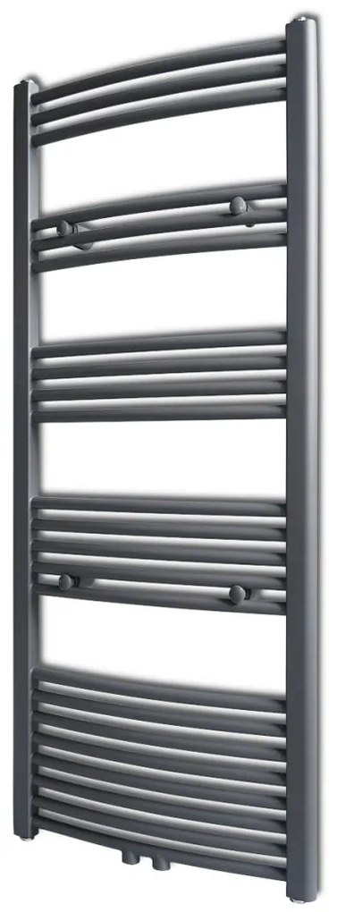 Žebříkový radiátor na ručníky - obloukový - ústřední topení - šedý | 600x1424 mm
