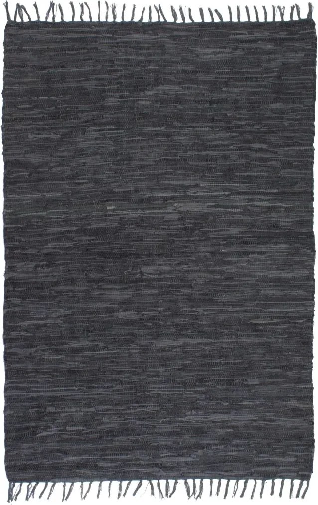 Ručně tkaný koberec Chindi kůže - šedý | 80x160 cm