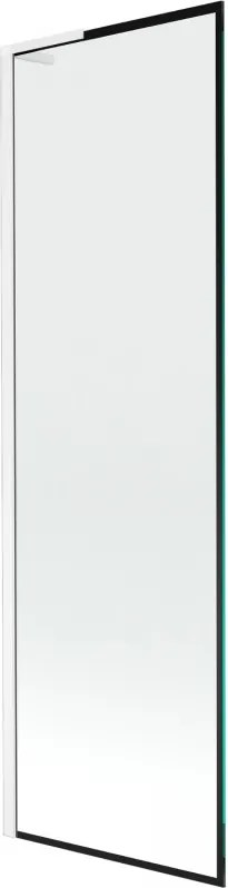 Mexen Next L, 1-křídlová vanová zástěna 60 x 150 cm, 6mm čiré sklo-černý vzor, bílý profil, 895-060-000-03-70-20