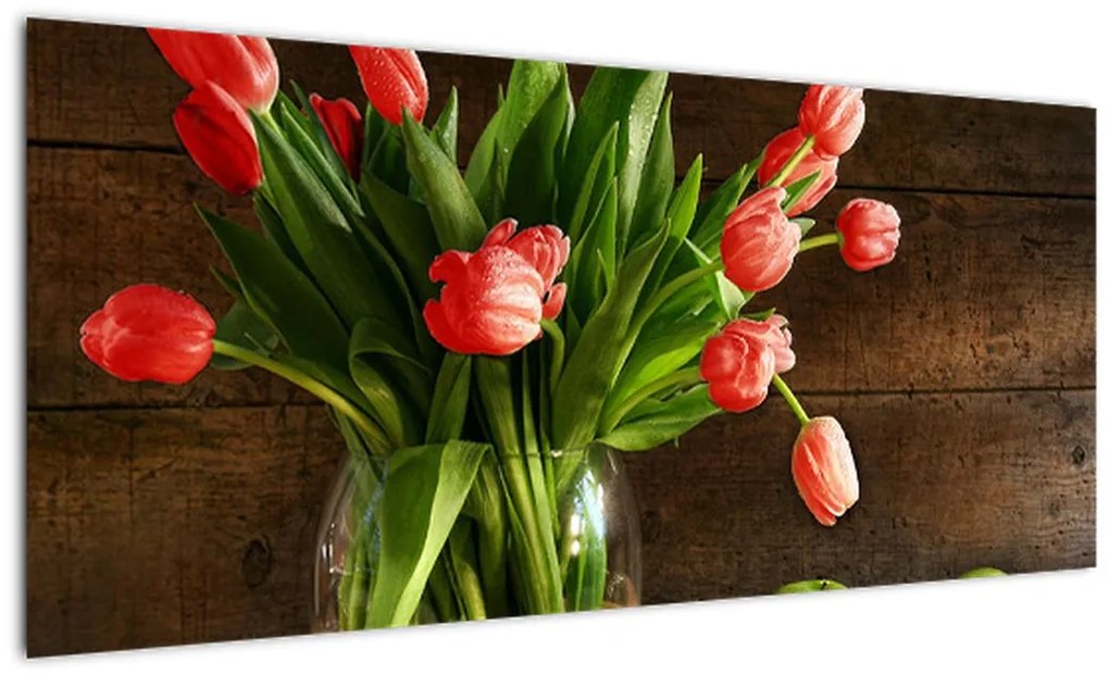 Obraz tulipánů ve váze (100x40cm)
