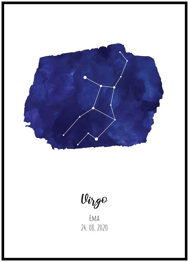 Plakát Znamení zvěrokruhu na míru Rozměr plakátu: 30 x 40 cm, Znamení zvěrokruhu: Lev, Barevné provedení: Tmavě modrá, Tvar podkladu: Kaňka