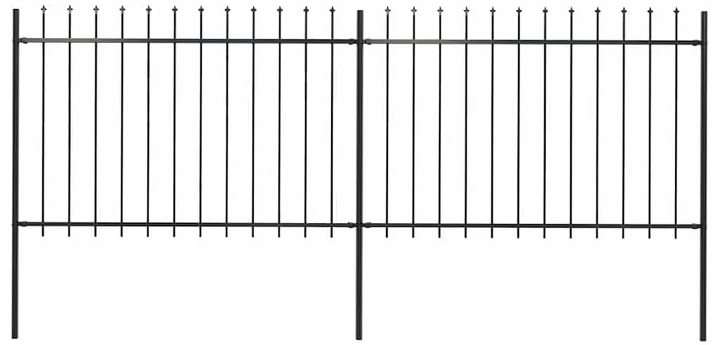 Zahradní plot s kopím nahoře ocelový 337 x 120 cm černý 277621