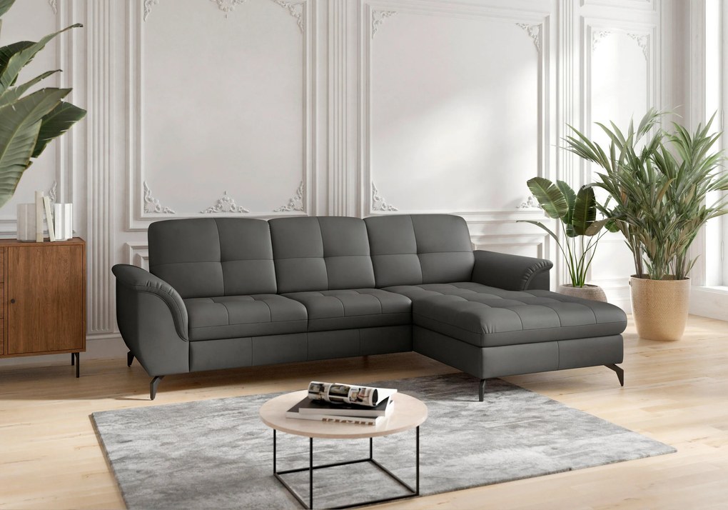 XXXLutz ROHOVÁ SEDAČKA, kůže, antracitová Sit & More - Sedací soupravy - 000144016225