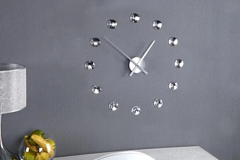 Deflee nástěnné hodiny DIAMOND DREAM CRYSTALS HOD16176broušená nerezová ocel, akrylové krystaly  variabilní průměr cm