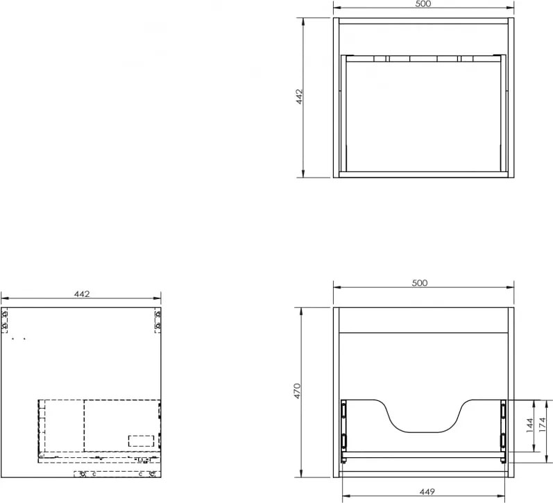 Mexen Box-A, závěsná skříňka 50 cm, 1 zásuvka, grafitová matná, 91AX0-0500-470-1-66