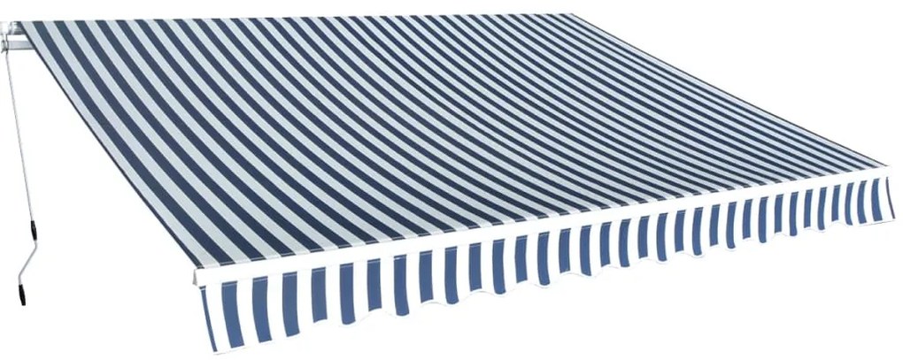 Skládací markýza na ruční ovládání 350 cm modro-bílá 275564
