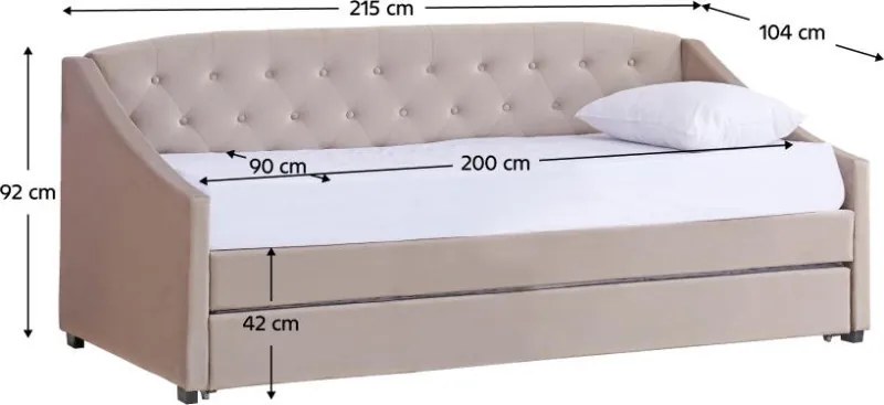 Rozkládací postel 90x200, hnědošedá Taupe, ALODA Kondela 0000399606