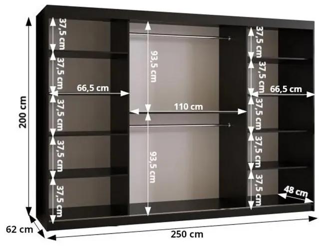 Šatní skříň Paproč 2 | 250 cm | černá