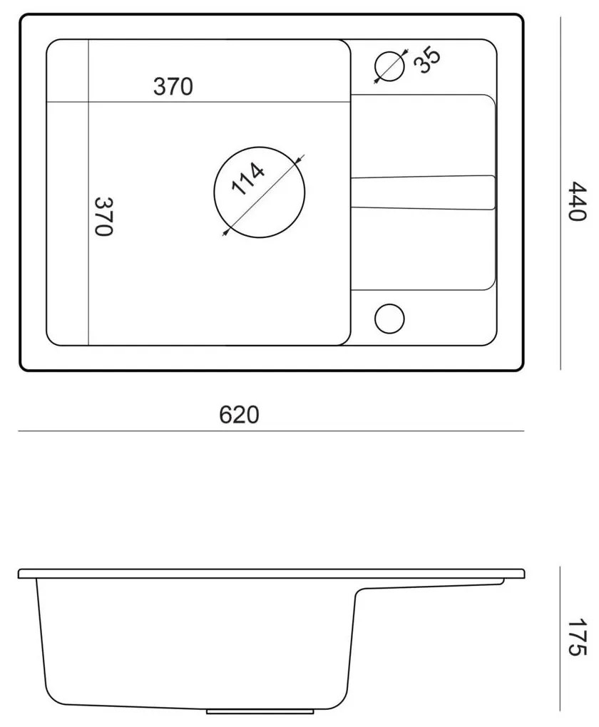 Šedý kuchyňský granitový dřez QUADRON GO- SMART + BATERIE TQ6244GSSZ