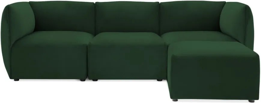 Emeraldově zelená třímístná modulová pohovka s podnožkou Vivonita Velvet Cube