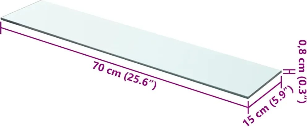 Policová deska sklo čiré 70x15 cm 243828