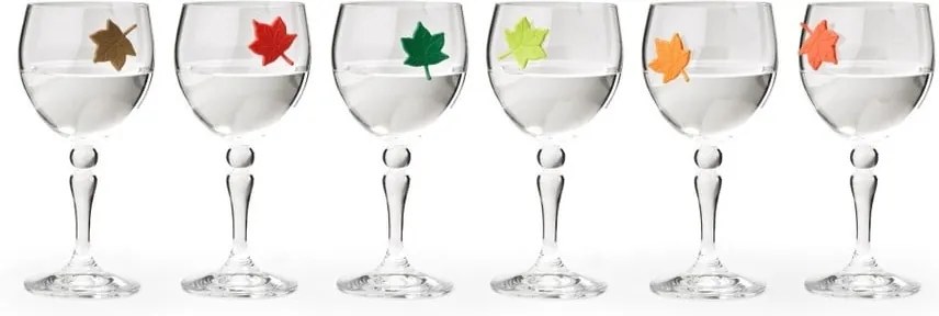 Sada 6 rozlišovačů skleniček Qualy&CO Leaf My Glass