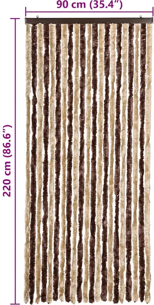 Závěs proti hmyzu béžový a světle hnědý 90 x 220 cm Chenille 240571