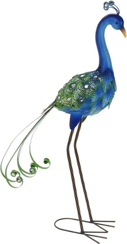 Zahradní kovová figurka Peafowl, 80 cm, modrá
