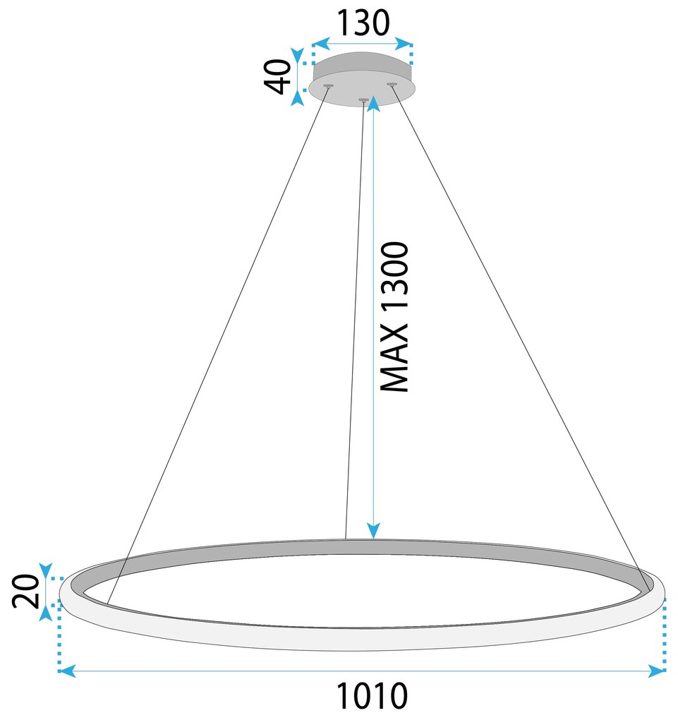 Toolight Toolight, LED stropní osvětlení 100cm, 60W, 3000K, LHJ006-CP, zlatá matná, OSW-60003