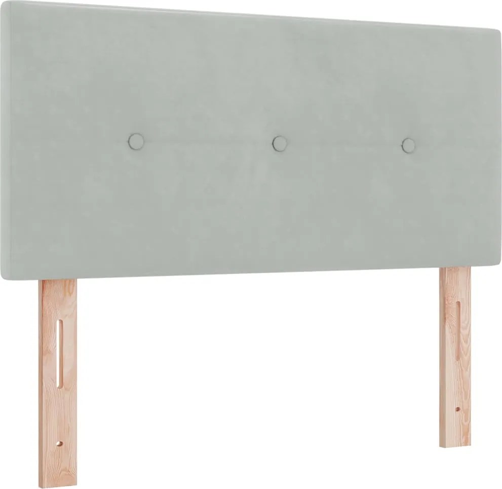 Postel s boxspringem s čelo Světle šedá 190 x 90 cm samet 3341444