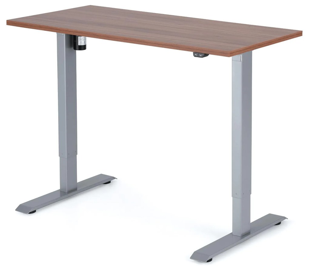 Výškově nastavitelný stůl Liftor 2segmentové nohy šedé,   deska 1180 x 600 x 25mm tmavě hnědá