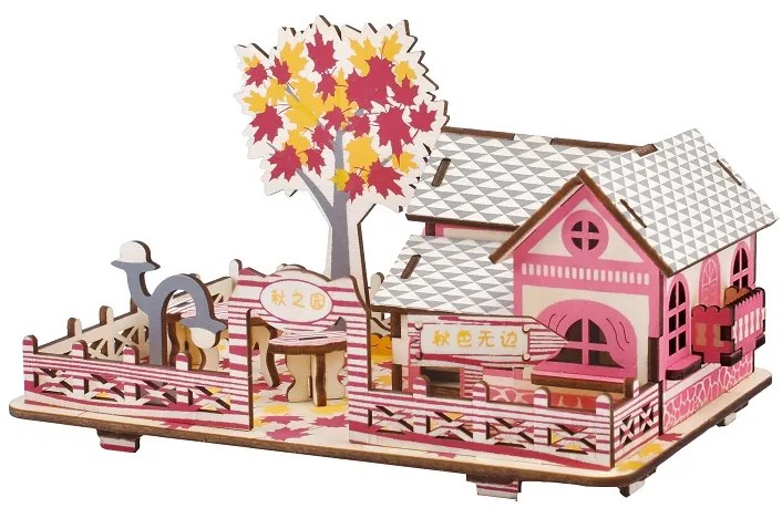 Woodcraft construction kit Woodcraft Dřevěné 3D puzzle Podzimní dům
