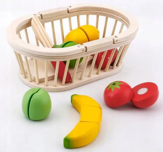 Bestent Souprava kuchaře ovoce a zeleniny na krájení Ecotoys + košík 10ks  dřevěná sada | BIANO