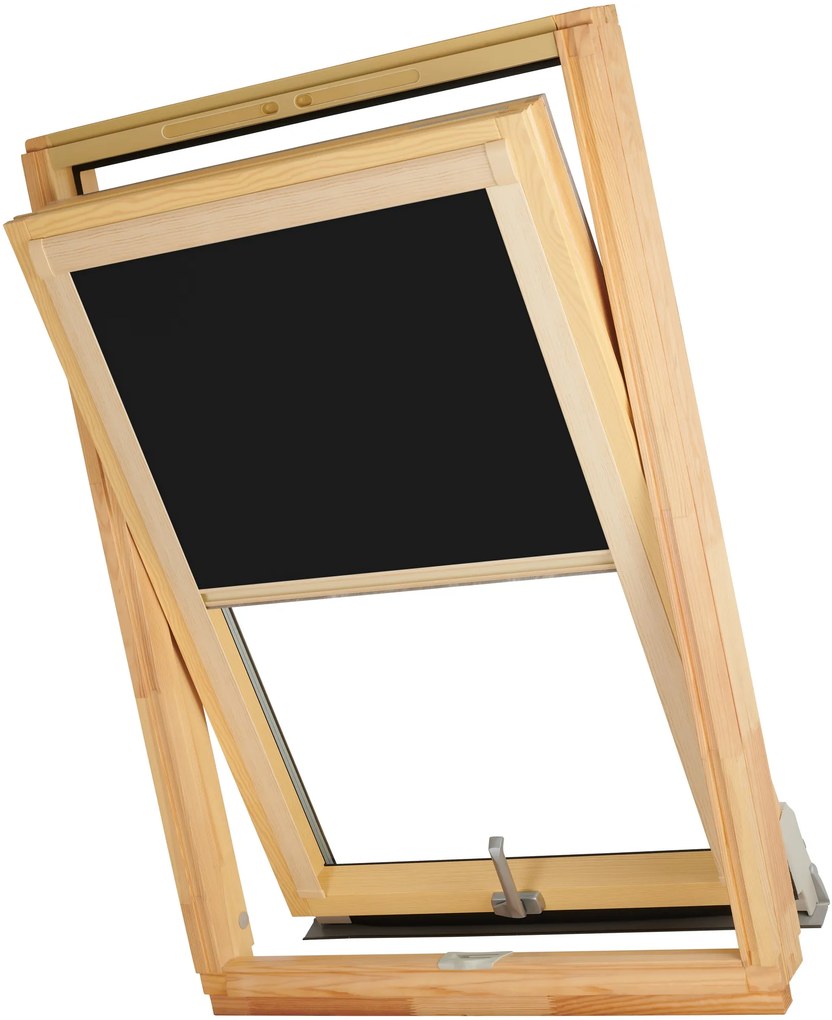 Dekodum Termoizolační roleta na střešní okno typu FAKRO 78x118 Barva látky: Black Silver, Barva profilu: Borovice