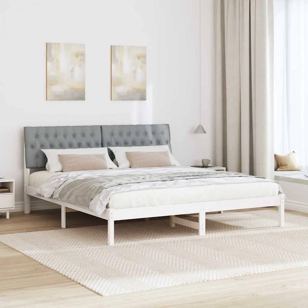 Rám postele s čalouněným čelem s čelo Bílá 180 x 200 cm 3394387