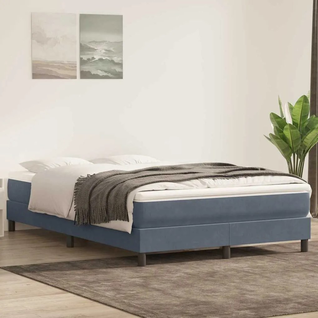 Box spring postel s matrací tmavě šedá 140x220 cm samet