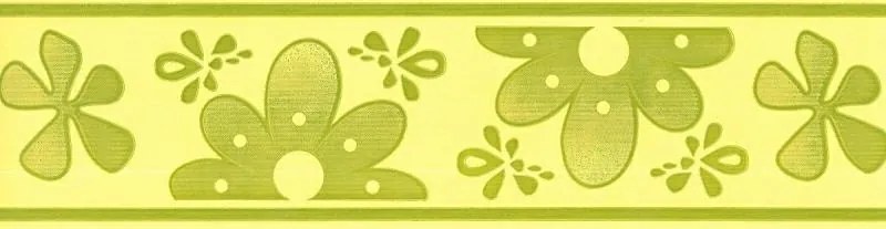 Bordura Zeleno žluté květy samolepící šíře 7,8cm, délka 10m (SB02-180),skladem poslední 2 ks!!