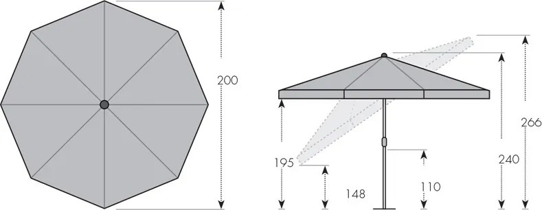 Doppler NASSAU zahradní slunečník 200 cm zelená