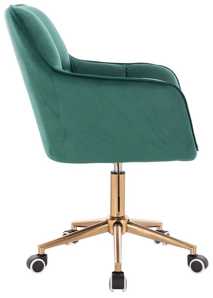 LuxuryForm DESIGN Otočné křeslo AMALFI VELUR na zlaté podstavě s kolečky - zelená