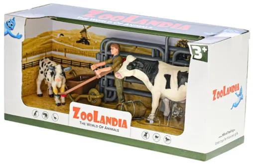 Zoolandia Strakatá kráva s telátkem a doplňky, Sedlák s křovinořezem