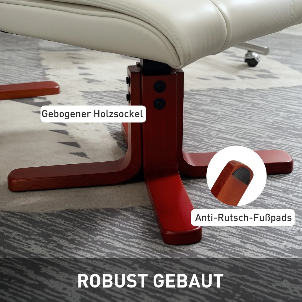 HOMCOM Relaxační křeslo s taburetem, TV křeslo s funkcí polohování, houpací funkce, čalouněné polohovací křeslo s nastavitelným opěradlem, do 150 kg,…