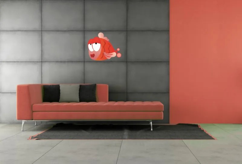 Barevná samolepka na zeď - Červená rybka (120x98 cm) - PopyDesign