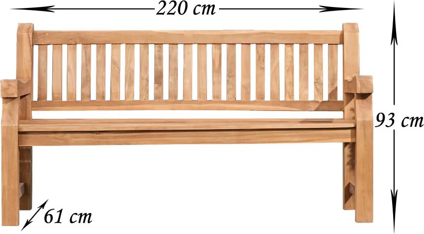 Teaková lavice Jackson 220 cm
