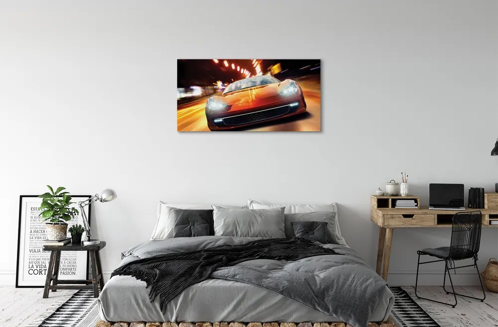 Obrazy na plátně Sportovní auto světla města 120x60 cm