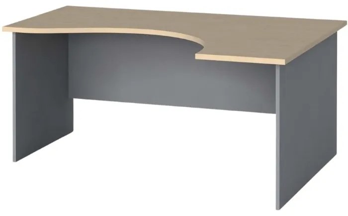 Ergonomický kancelářský pracovní stůl PRIMO, 160 x 120 cm, šedá / bříza, pravý
