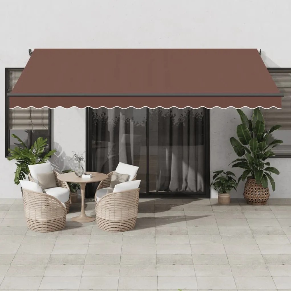 Ručně zatahovací markýza s LED světly hnědá 450 x 350 cm 3215408