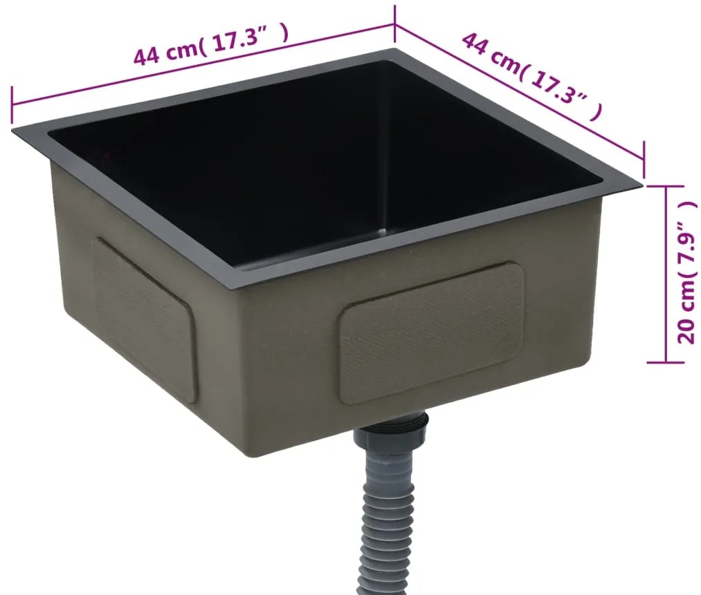 vidaXL Marketos Ručně vyrobený kuchyňský dřez černý nerezová ocel