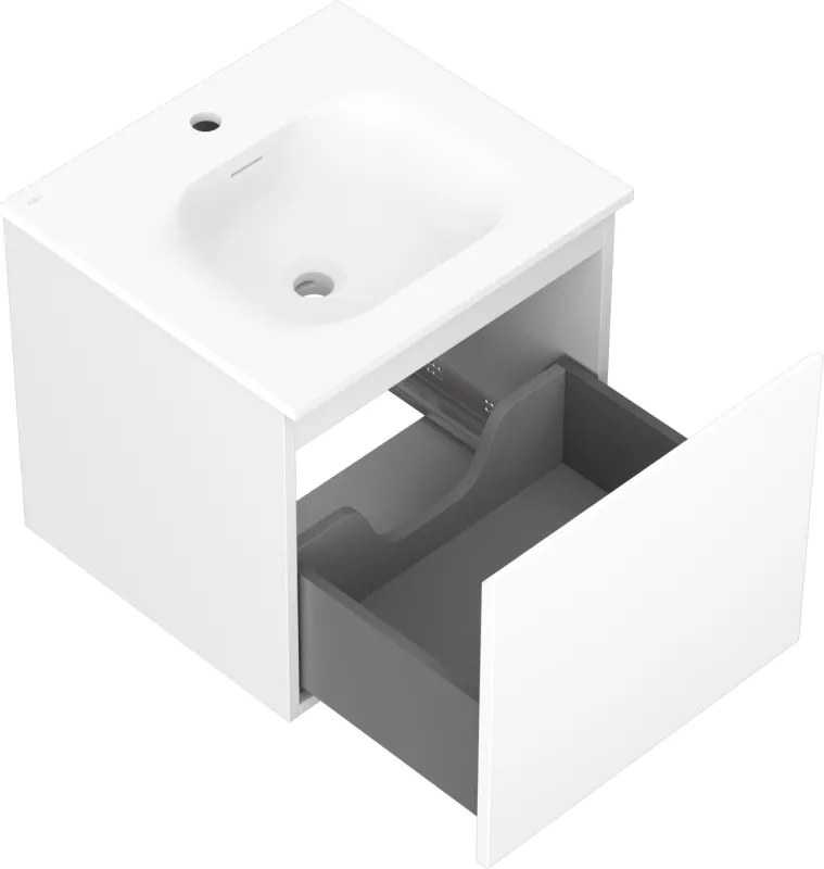 Mexen Orio, koupelnová skříňka 50 cm s umyvadlem Vela, 1 zásuvka, bílá matná, 91A10-05047-1-BF01-W23M01
