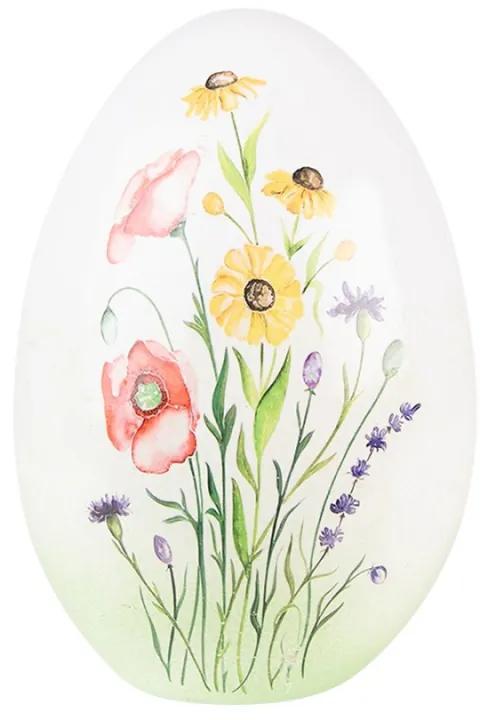 Dekorace keramické vajíčko s lučními květy – 11x11x17 cm