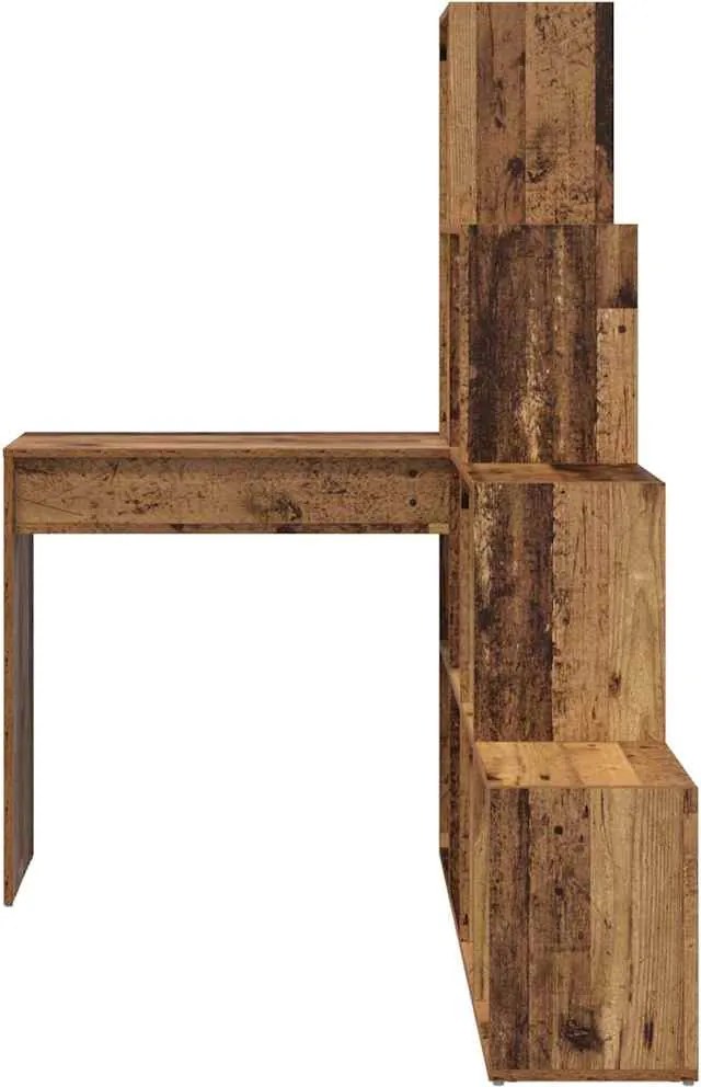 Rohový psací stůl s policí Staré dřevo 101,5 x 149,5 x 149,5 cm 3337247
