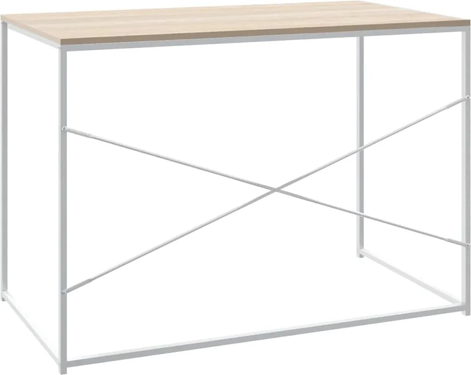 Počítačový stůl bílý a dub 110 x 60 x 70 cm kompozitní dřevo 30210