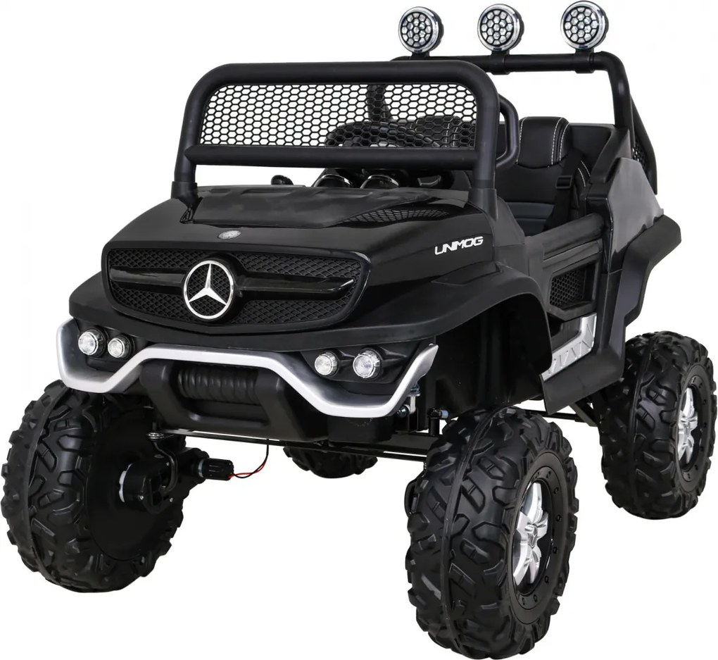 Ramiz Mercedes Benz Unimog elektrické autíčko pro děti černé + terénní pohon 4x4