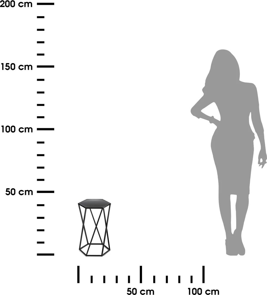 STOJAN NA KVĚTINÁČ HEXAGON 40X24X27 CM ČERNÁ