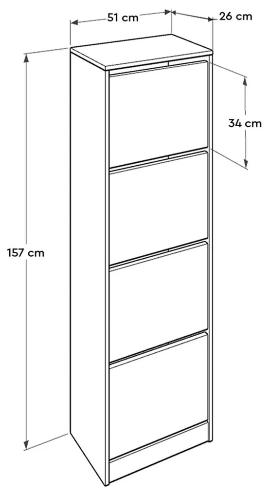 Hanah Home Botník, skříňka na boty SHC-340-BB-1, Bílá