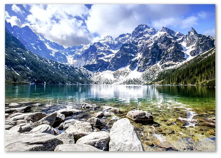 Wallmuralia Foto obraz fotografie na skle Mořské oko Tatry 100x70 cm