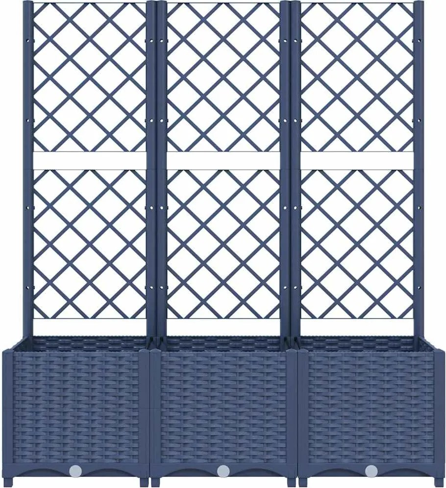 Zahradní truhlík s treláží modrá šedá 120 x 40 x 136 cm PP 318253