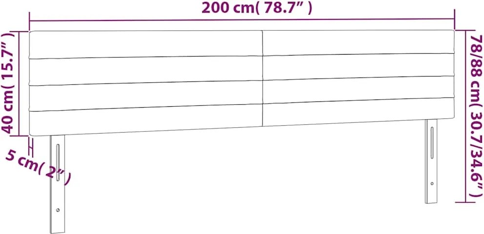 Čelo postele s LED tmavě zelené 200x5x78/88 cm samet 3121821